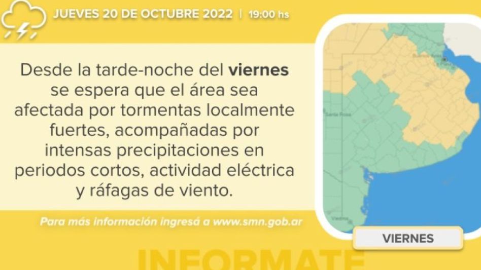 Alerta amarillo por posibles tormentas fuertes, vientos y ráfagas ...